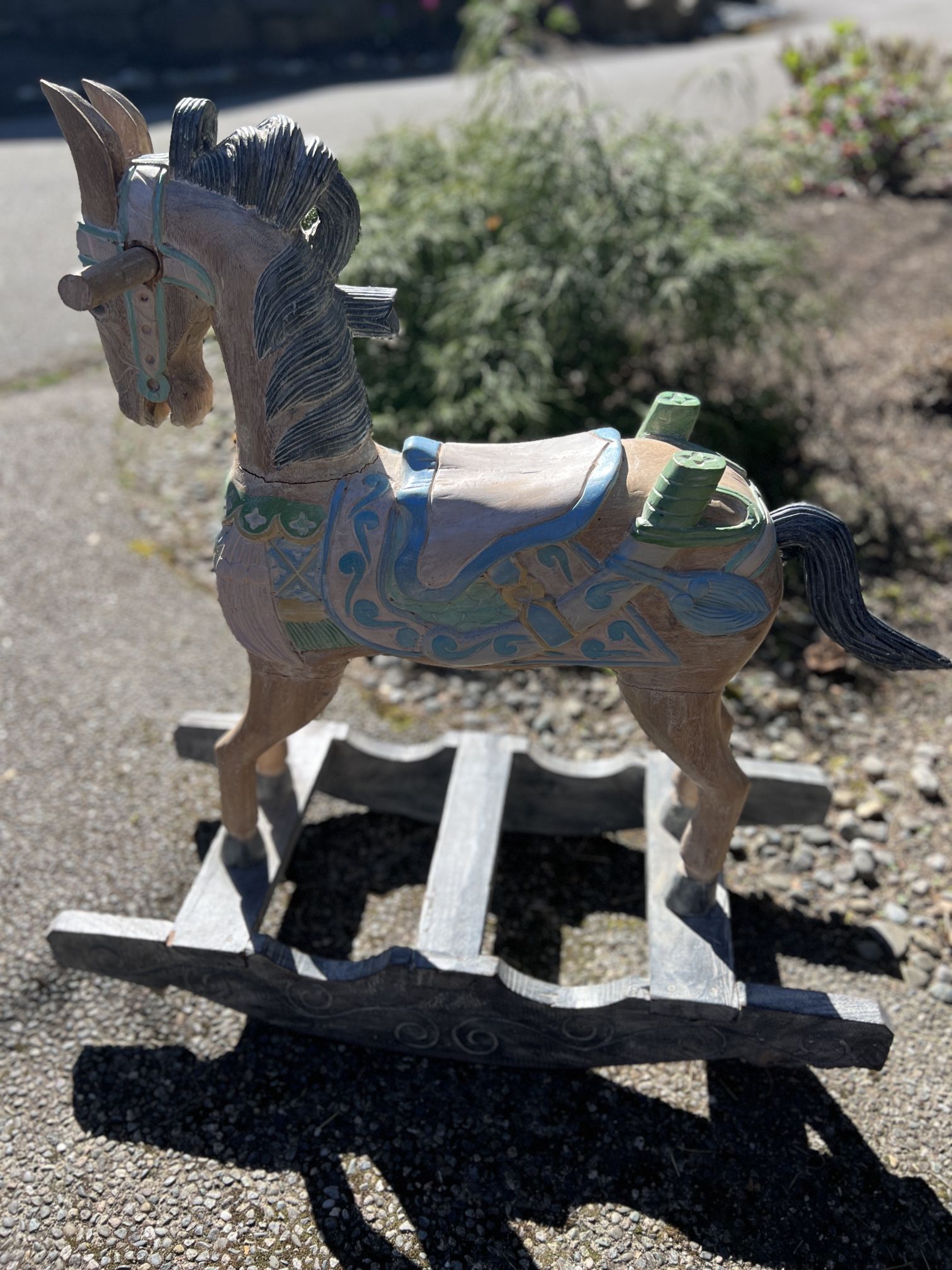 Hand Carved Rocking Horse from Thailand for Sale in Bellevue, WA - OfferUp