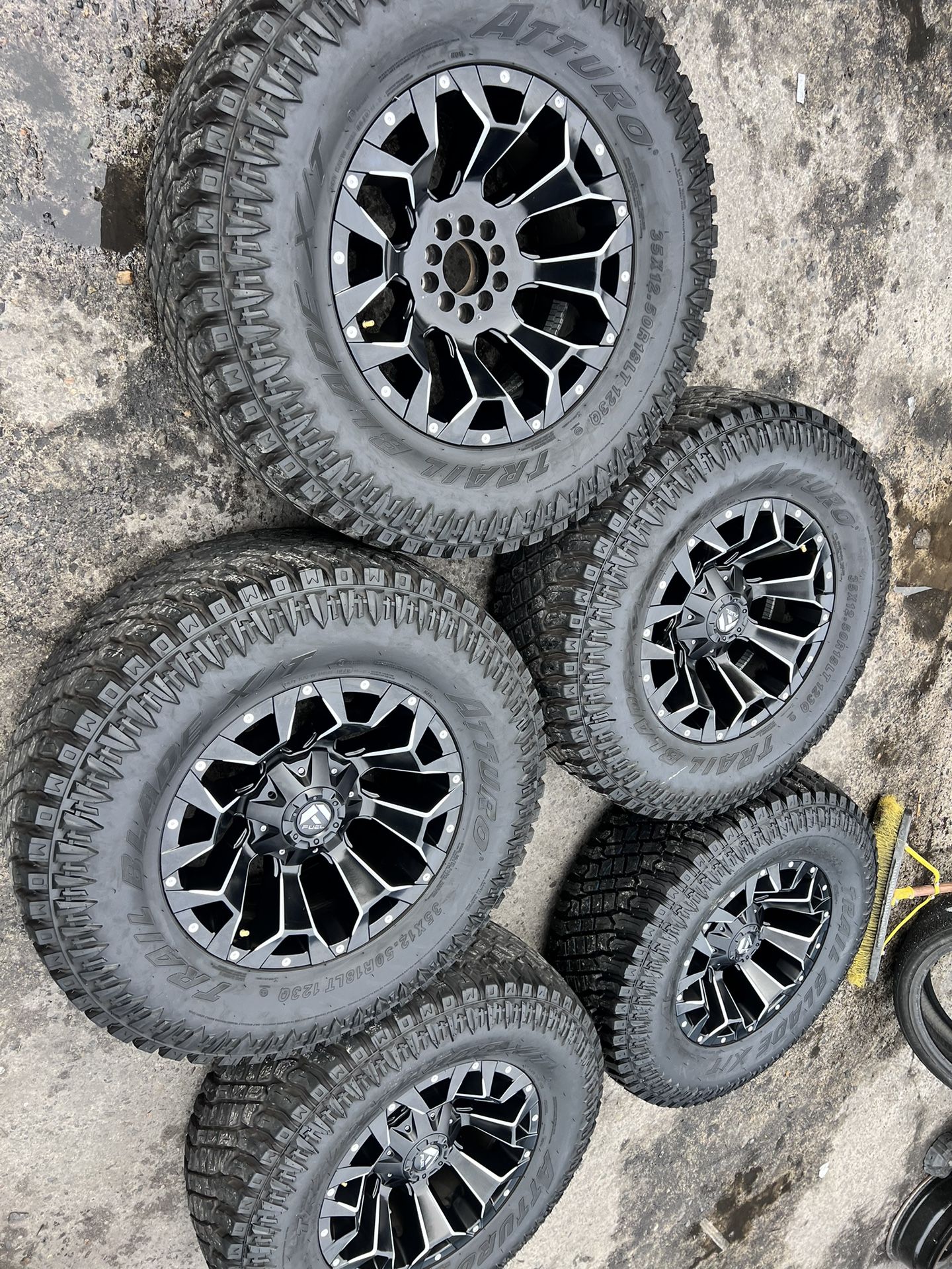 18 inch fuel assault 5 rims and 5 tires for jeep wrangler Chevy ...