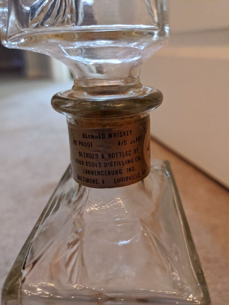 Vintage Four Roses Whiskey Bottle Decanter With Stopper 1960's Ex Cond ...