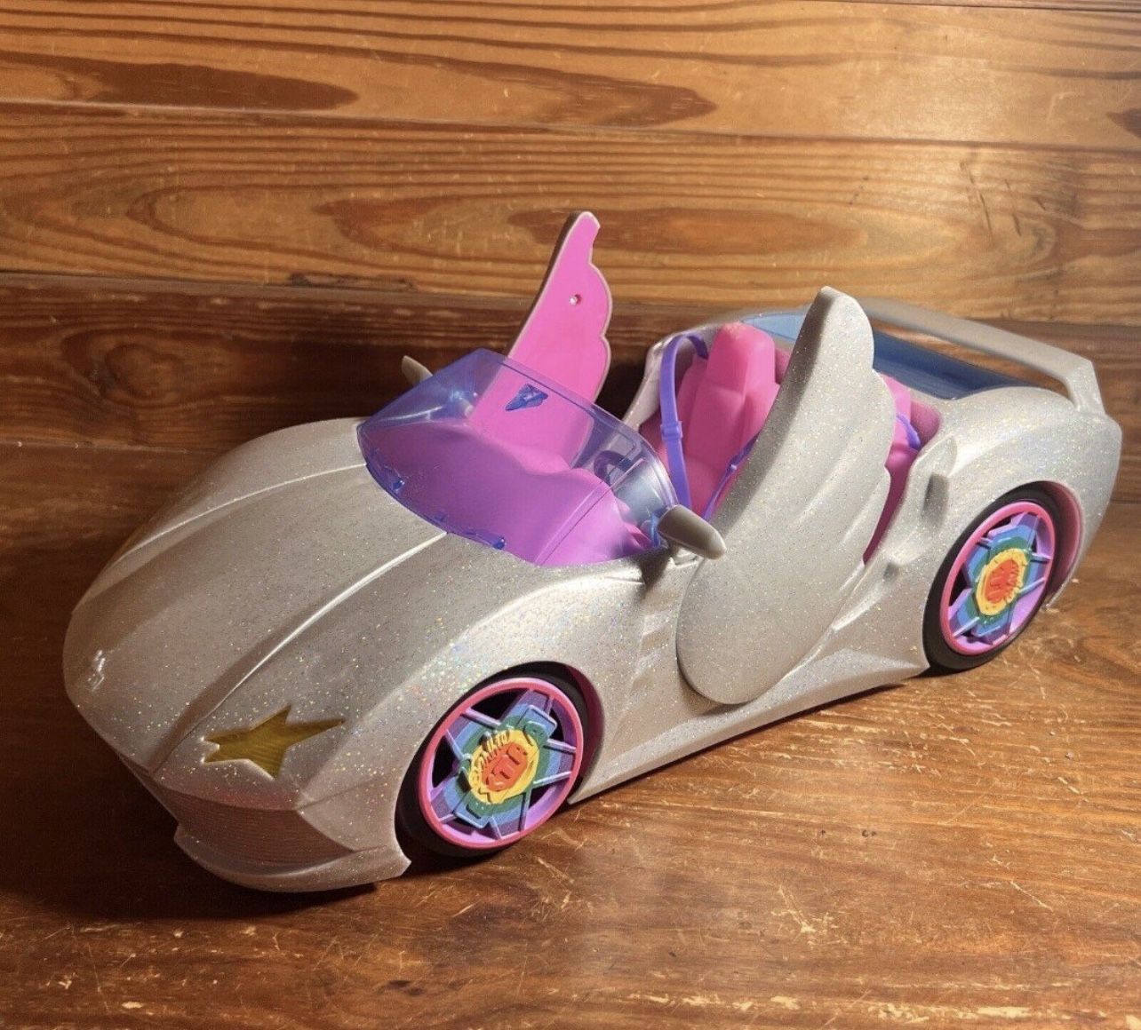 Barbie Car, Barbie Extra Car, Sparkly Silver 2-Seater Toy Convertible ...