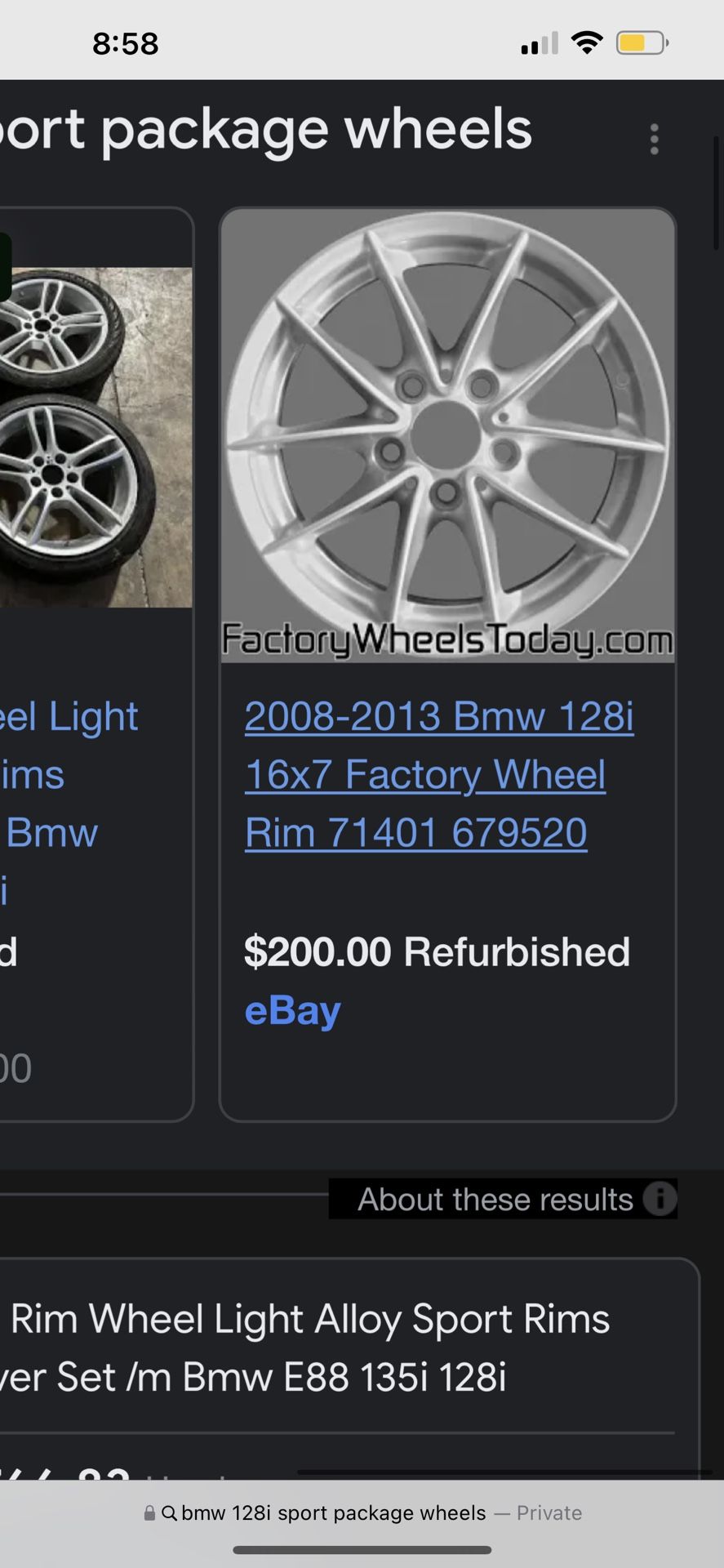 OEM BMW 16” Sport Package V Spoke Rims 205/55/r16 for Sale in Riverside ...