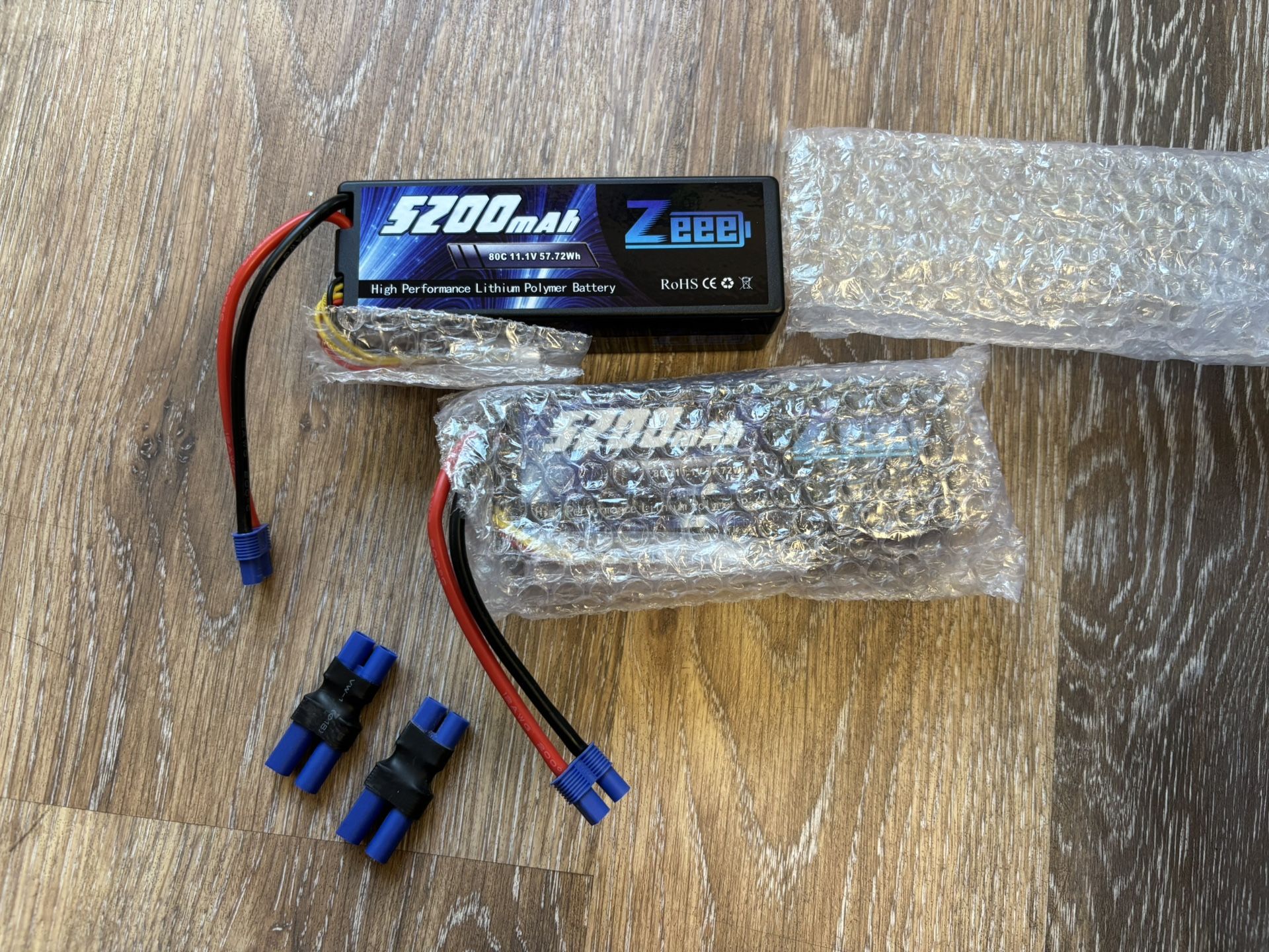 Zeee 3S Lipo Battery 5200mAh 11.1V 80C with EC3 Plug Hard Case Battery with Battery EC3 to EC5 ...