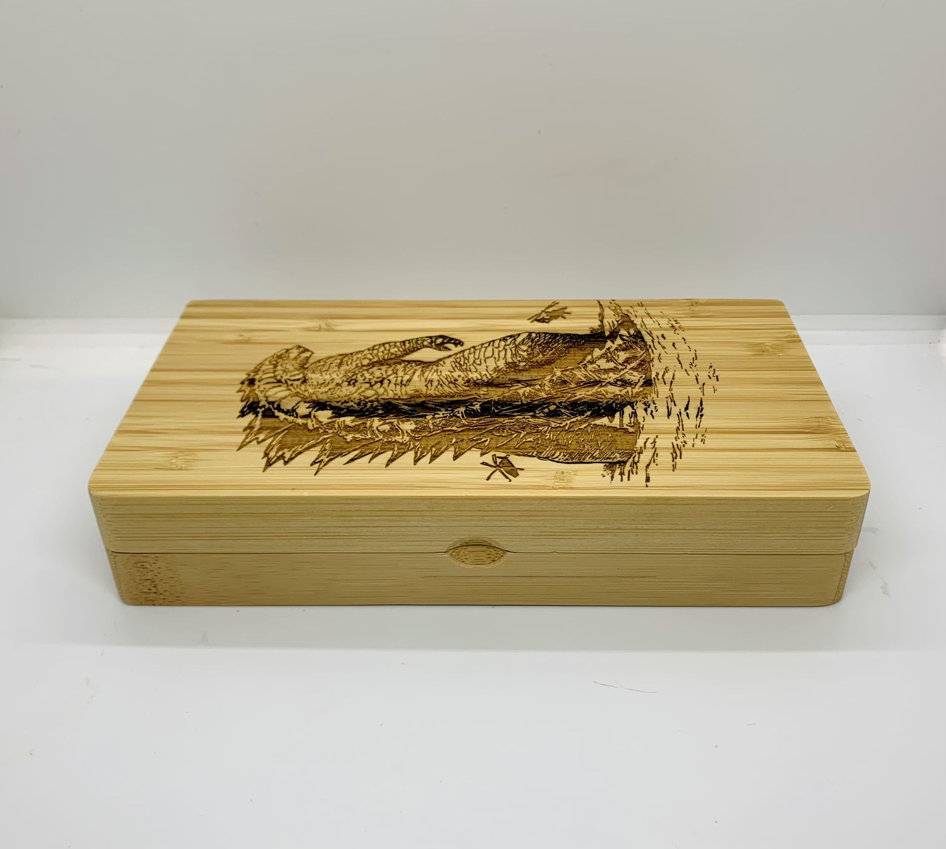 Custom godzilla laser engraved bamboo high quality rolling tray pop ...