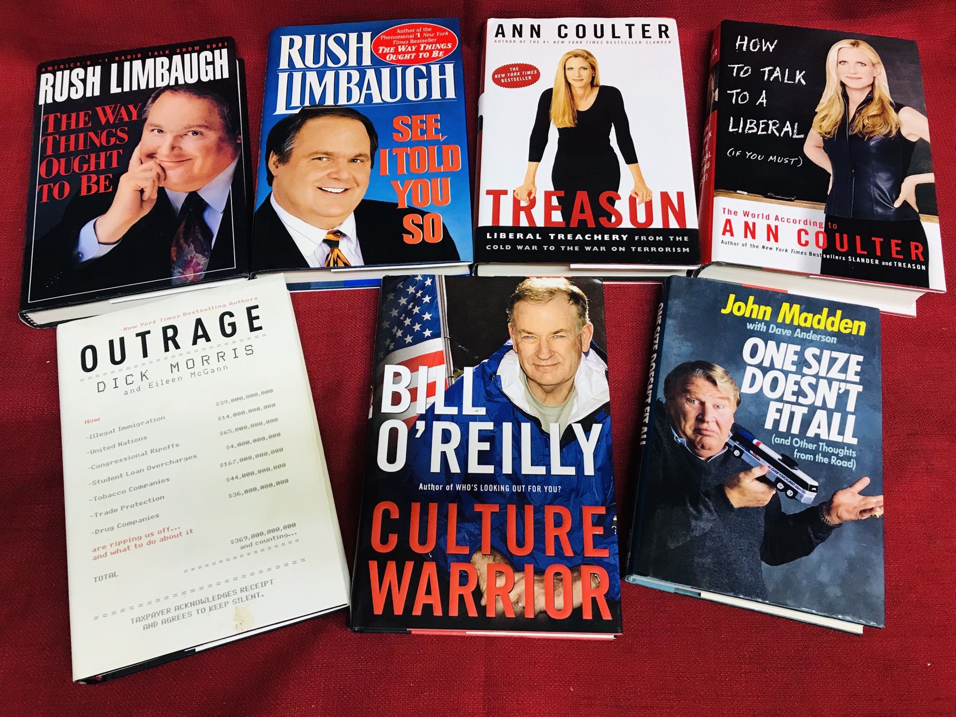 7-Conservative Commentators Books Rush Limbaugh Ann Coulter Bill O ...