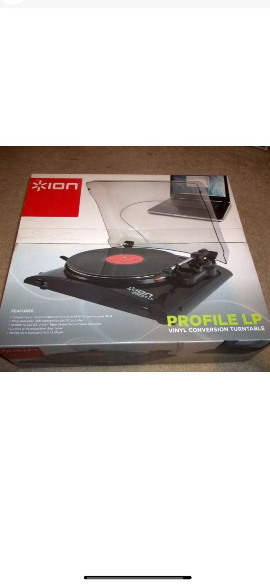 ION PROFILE Pro LP Turntable USB Vinyl Record Player MP3 MAC & PC ...