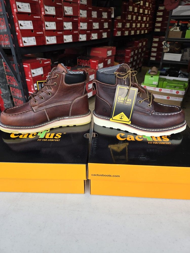 CACTUS WORK BOOTS SOFT TOE, NO CASQUILLOS, 100% LEATHER, SIZES-6 TO 13 ...