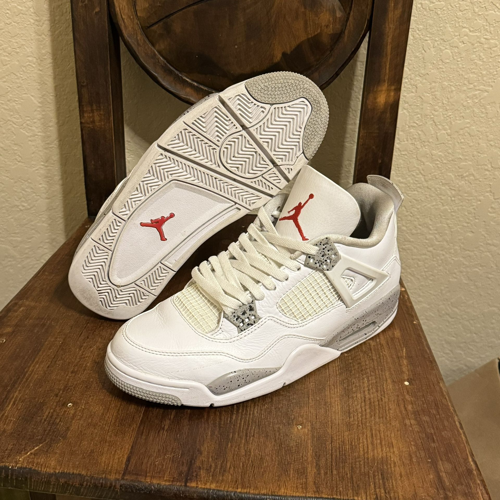 Men’s Size 10.5 Nike Air Jordan Retro 4 White Oreo Cement Retros Four ...