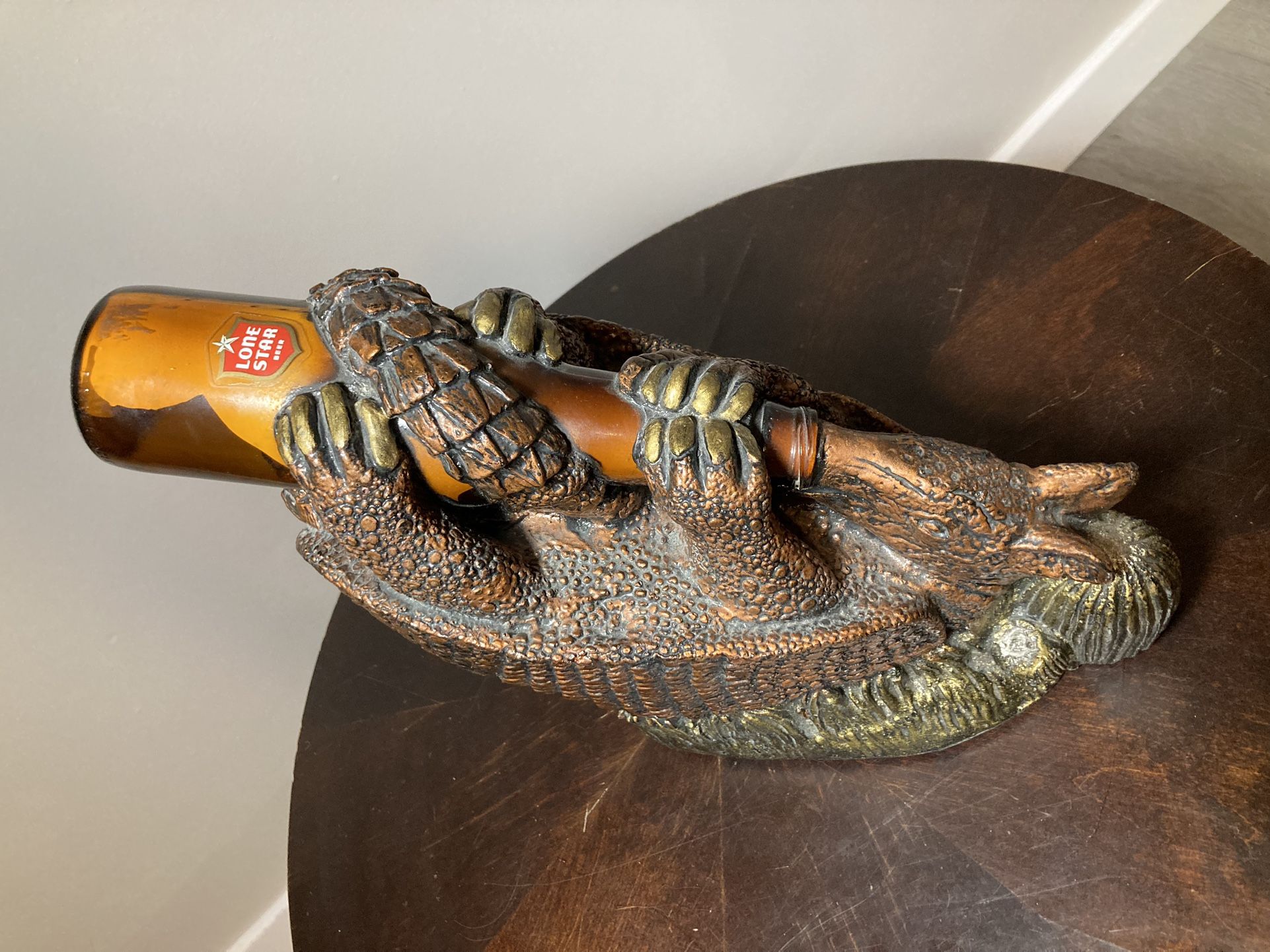 Vtg Lone Star Beer Drinking Armadillo Chalkware Statue Harolds 80 ...