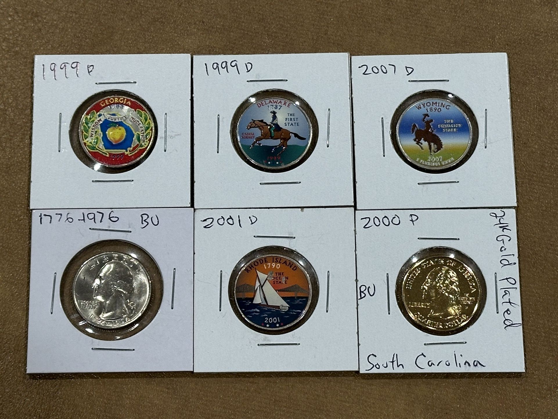 US Quarter Collection Colorized/ 2000 P Washington 24k Gold Plated ...