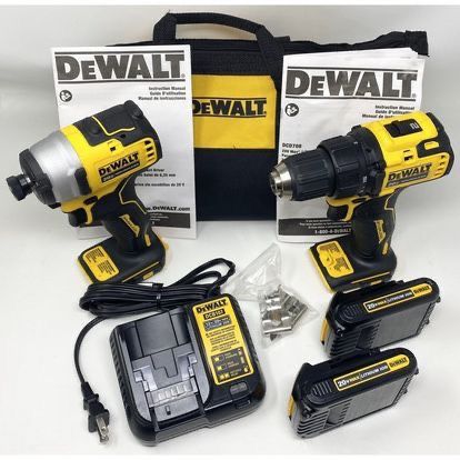DEWALT DCK278C2 ATOMIC 20V MAX Cordless Brushless Compact Drill/Impact ...