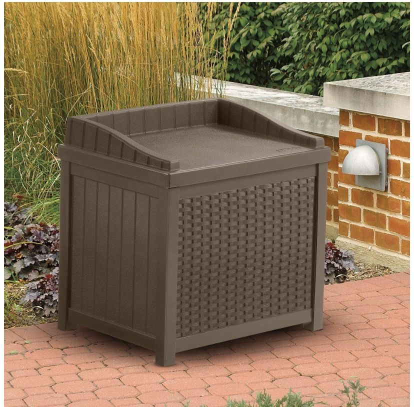 Two 22-Gallon Small Deck Box - Lightweight Resin Indoor/Outdoor Storage ...