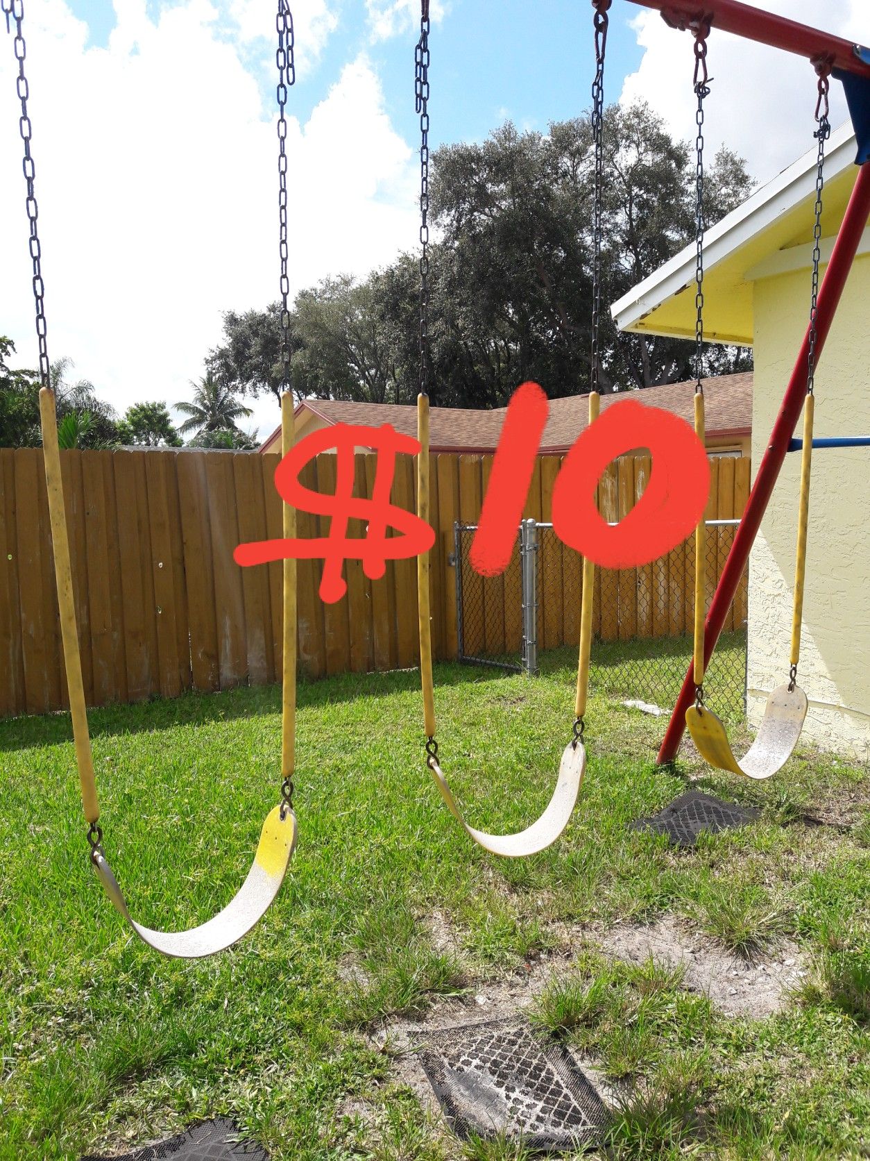 6 quality solid pre-owned chain link swing swings fair condition need a ...