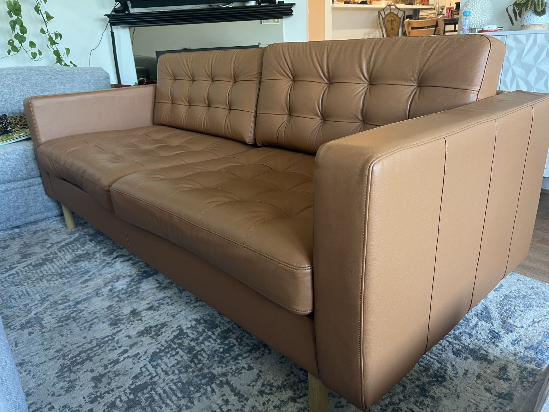 Midcentury Modern Loveseat Leather Couch - IKEA Morabo Sofa, Grann ...