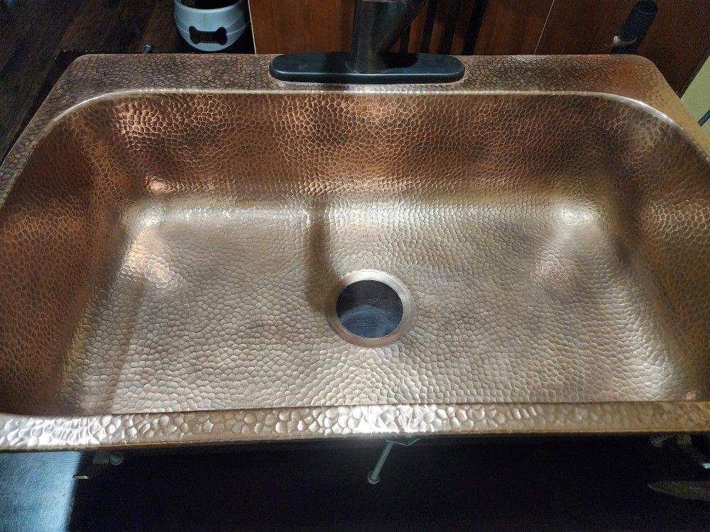 Copper Kitchen Sink And Delta Pull Out Faucet for Sale in Houston, TX ...