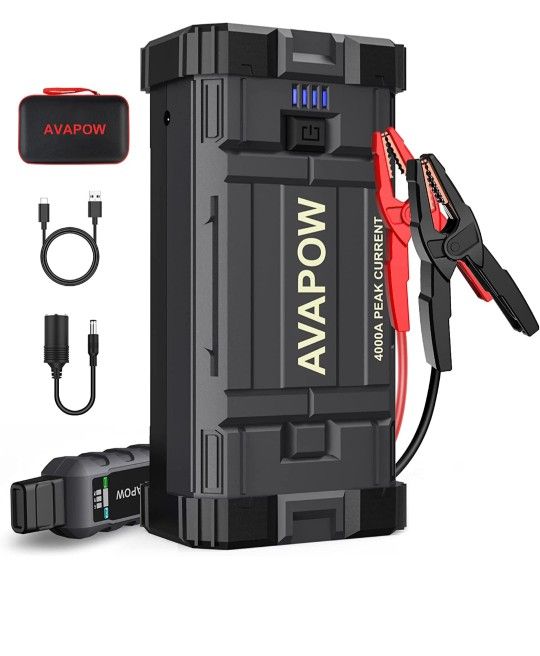 AVAPOW Car Jump Starter, 4000A Peak 27800mAh Battery (for Full Gas or ...