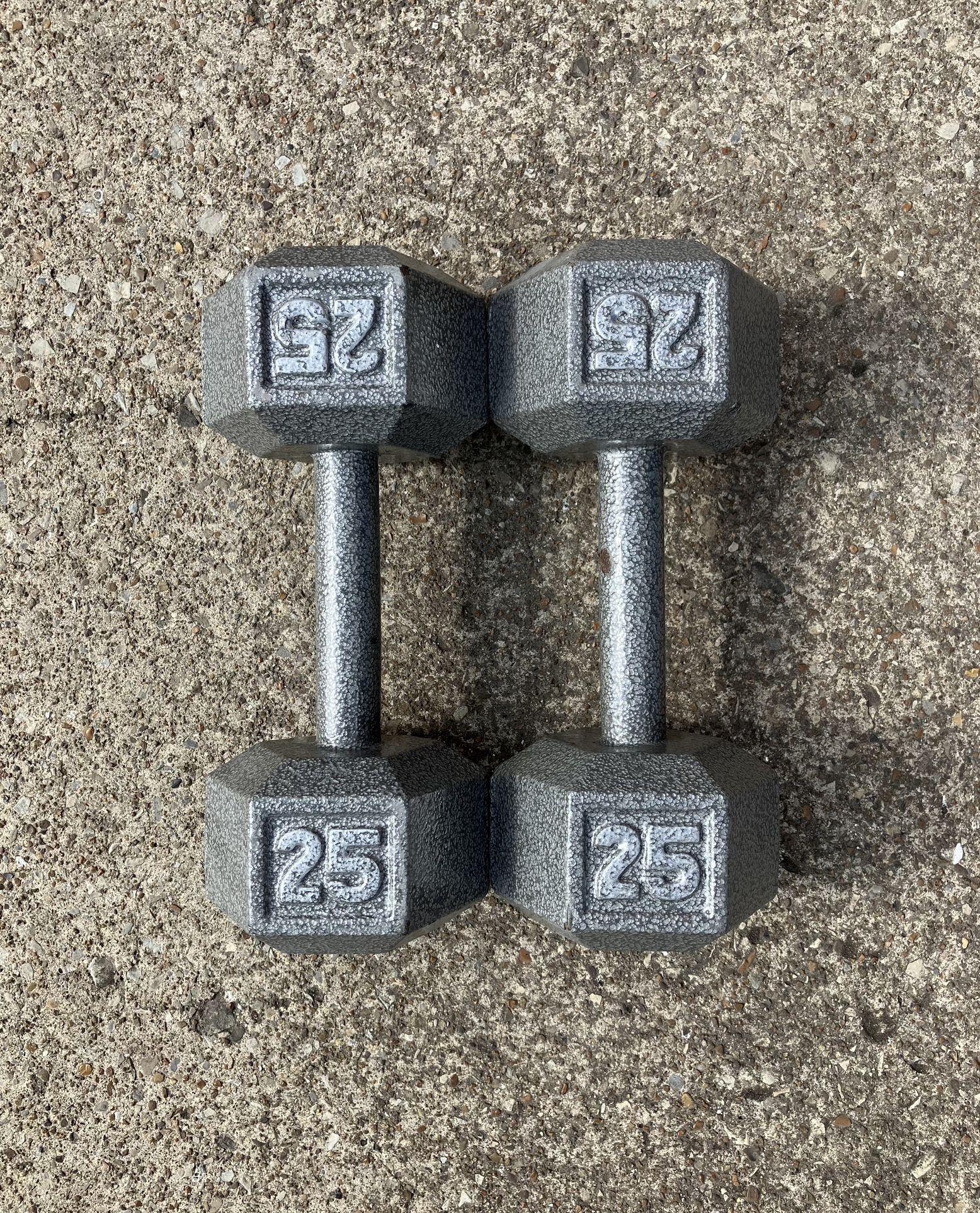 25 lb dumbbells dumbbell set Cast Iron Hex 50 lbs total weights weight ...