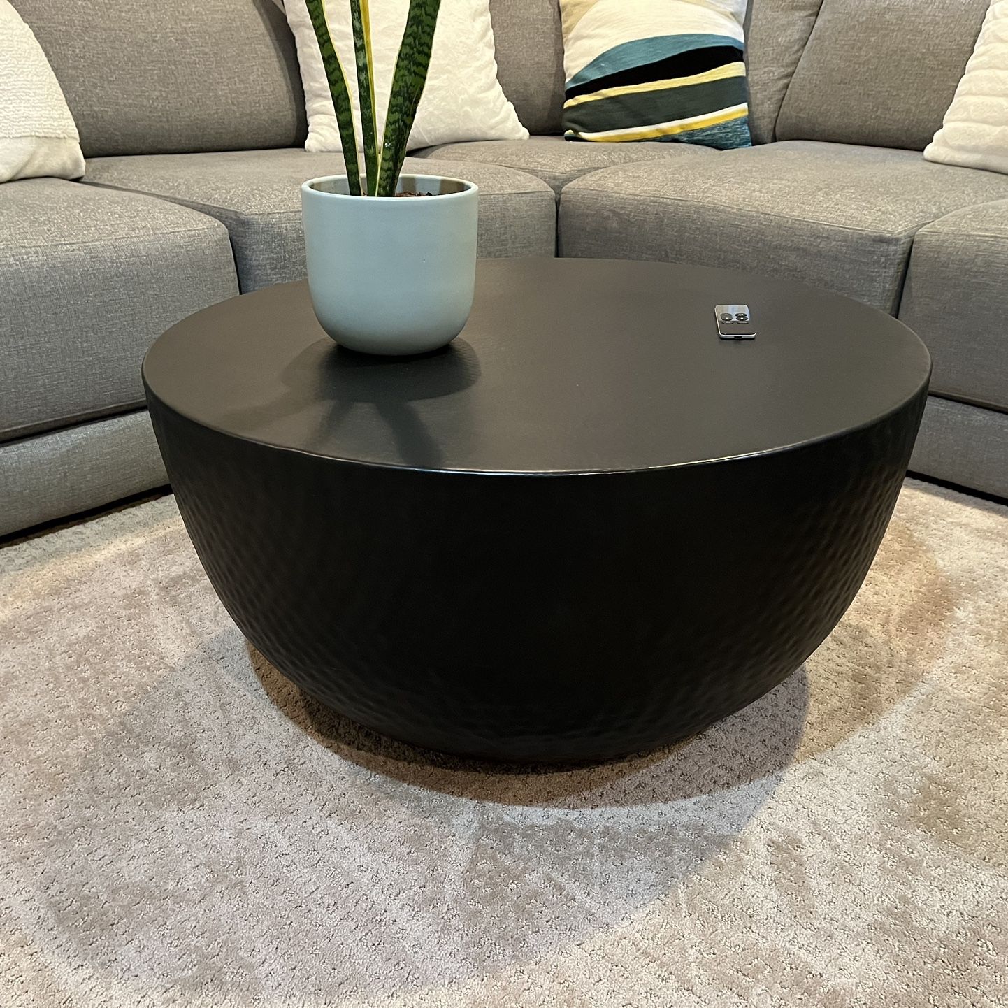 Fernando metal drum coffee table store
