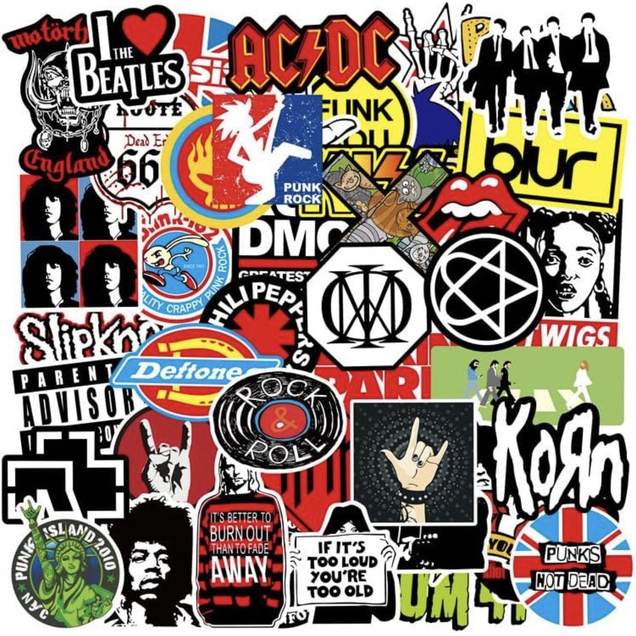 Classic Rock Band Logos Collage
