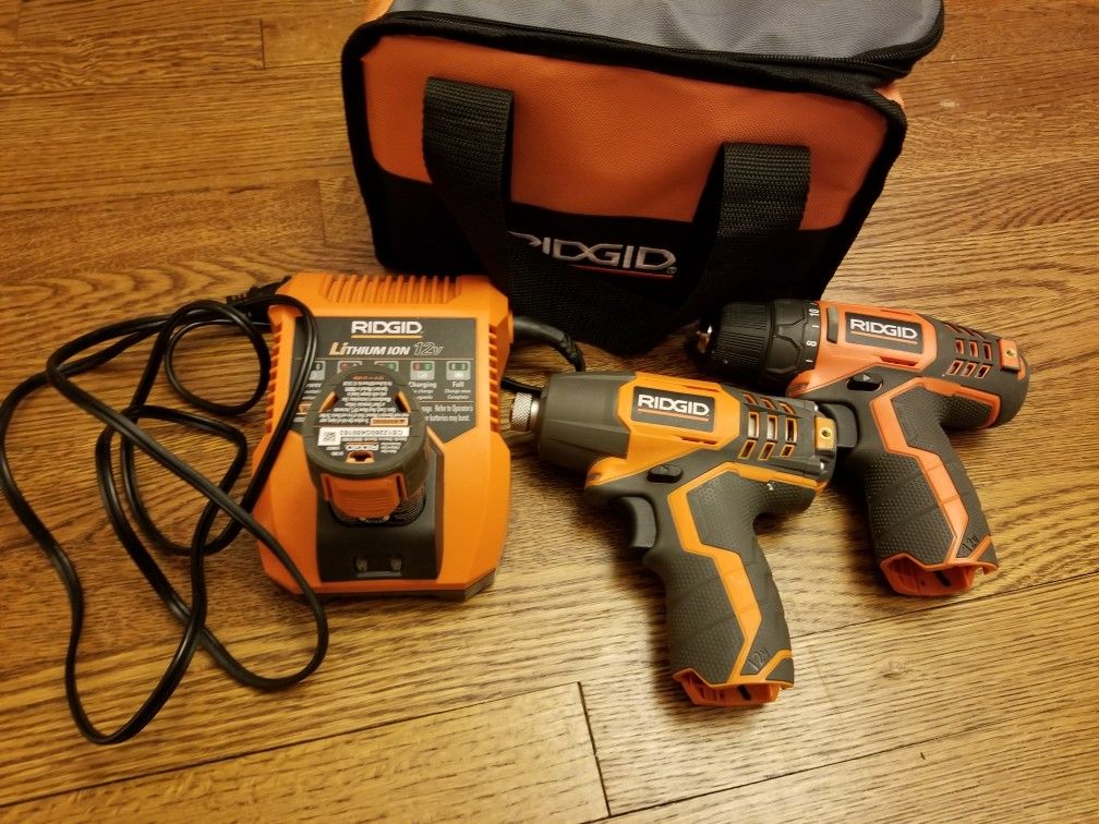Ridgid 12 volt drill/Impact driver combo kit for Sale in Fayetteville ...