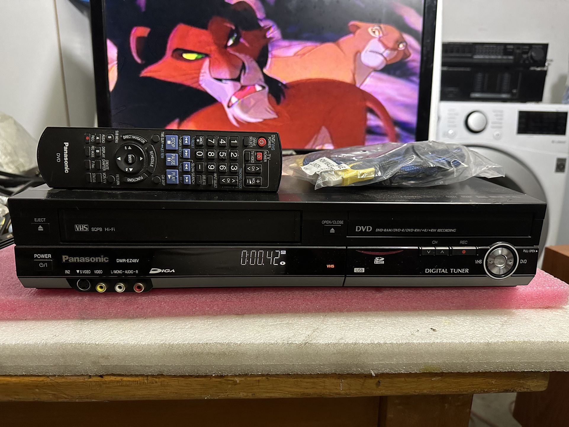 Panasonic DMR-EZ48V DVD/VCR Combo VHS to DVD Recording HDMI with remote ...