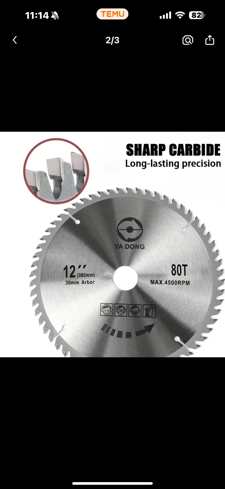 80-Tooth 12Inch Circular Saw Blade, Miter/Table Wood Cutting for Hard ...