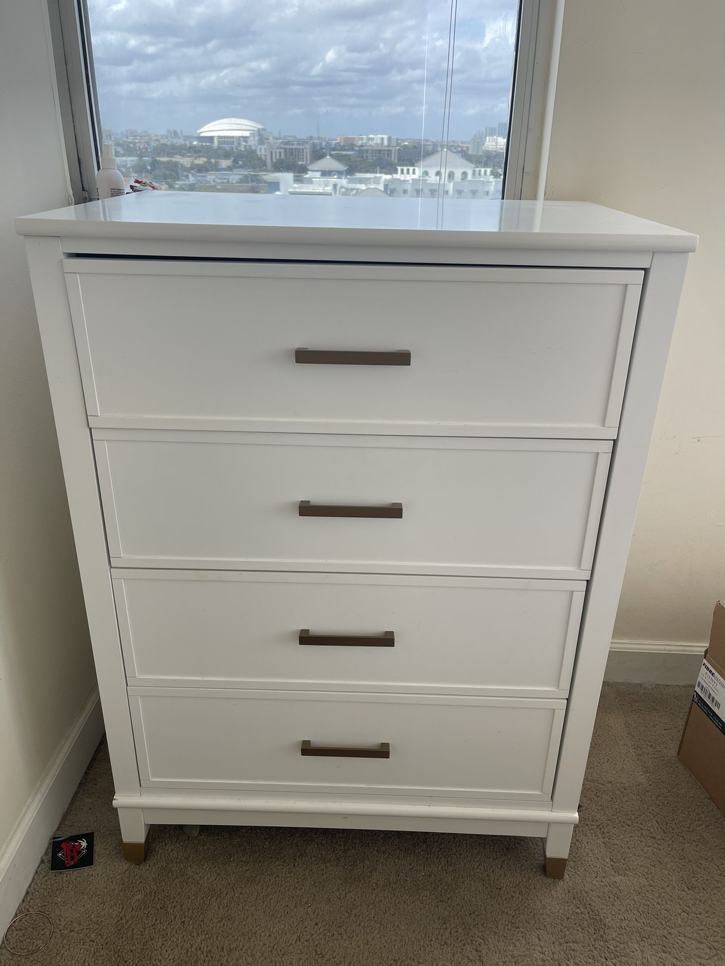 CosmoLiving Westerleigh 4 White And Bronze Drawer Chest for Sale in ...