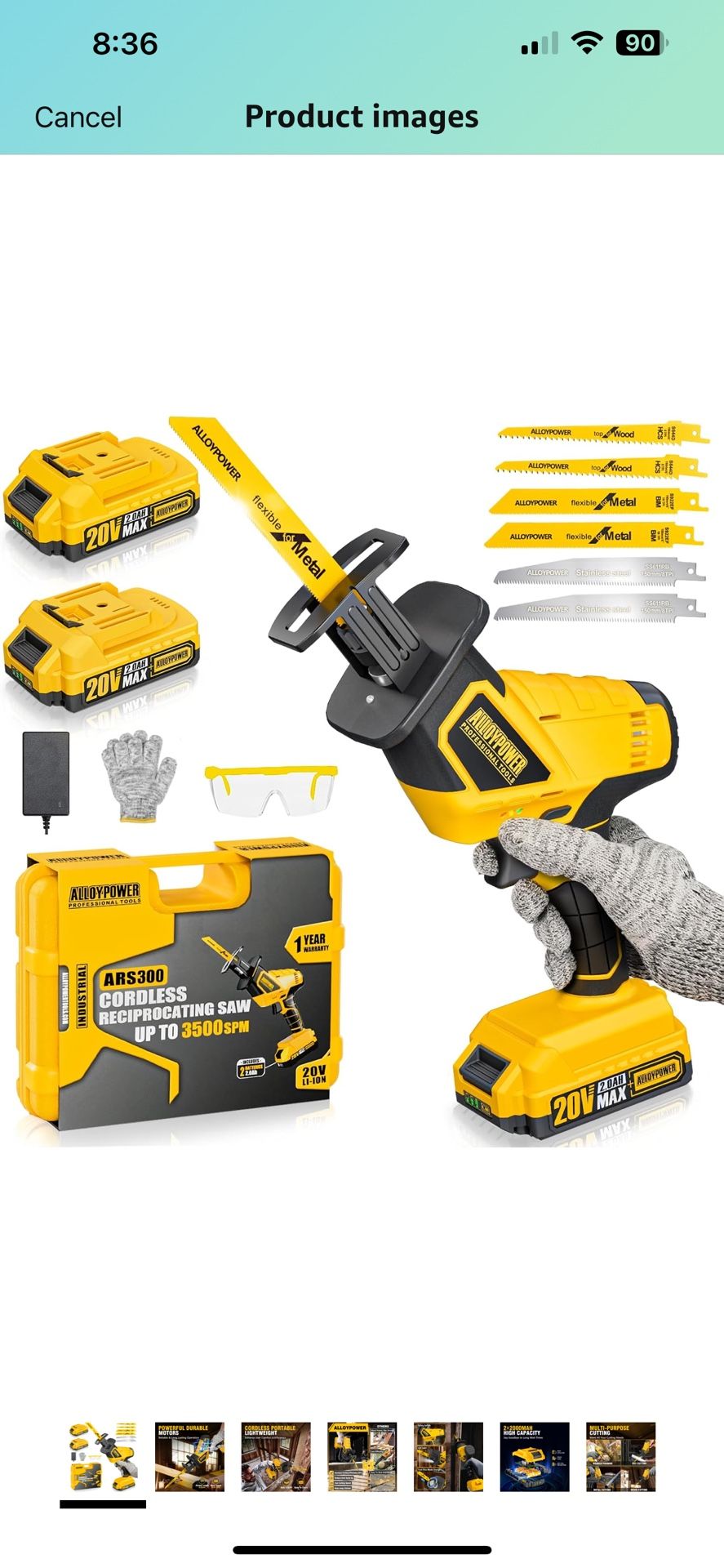 20V Cordless Reciprocating Saw, 0-3500 SPM, with 2 Packs Batteries ...