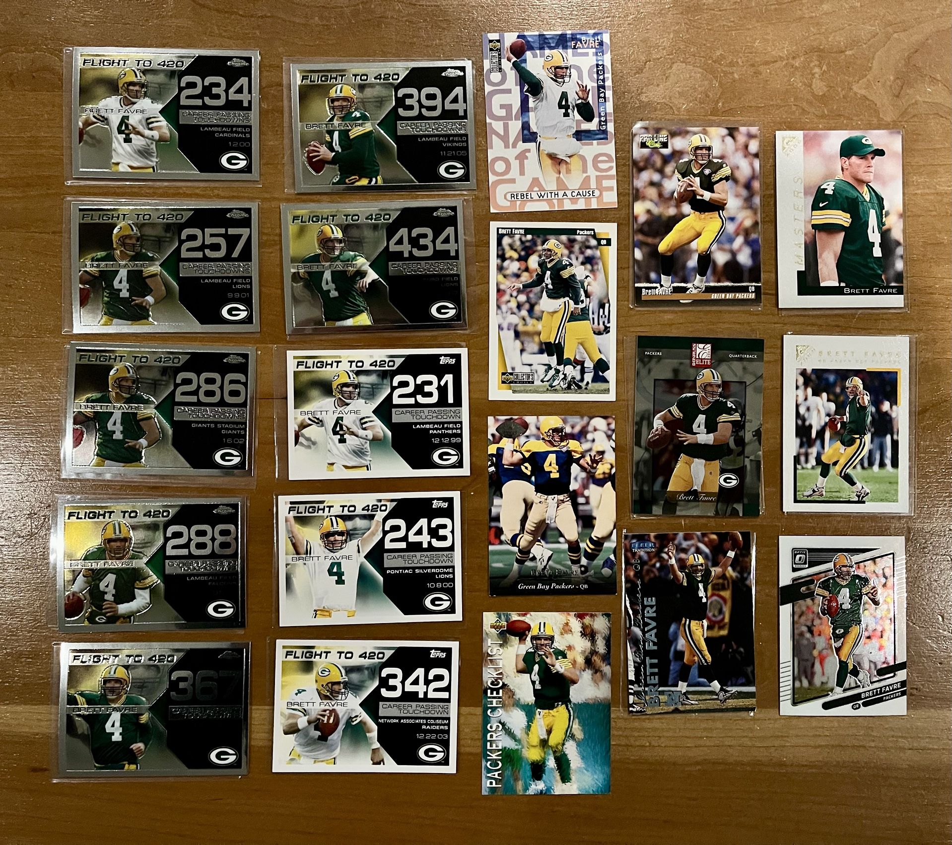 BRETT FAVRE LOT 20x Cards NFL HOF Green Bay Packers QB Chrome Elite ...