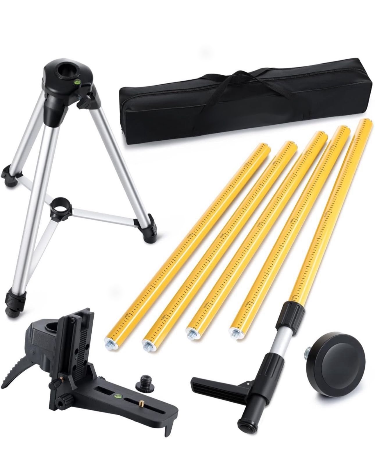 12 Ft./3.7M Professional Laser Level Pole with Tripod and 1/4-Inch by ...