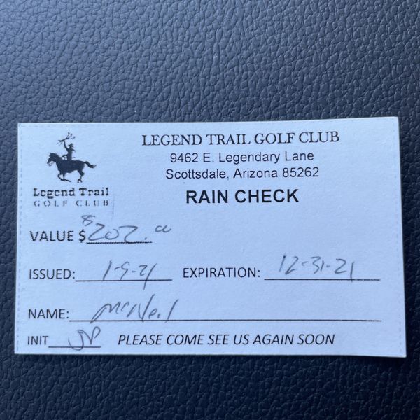 Legend Trail golf course Rain Check for Sale in Chandler, AZ - OfferUp
