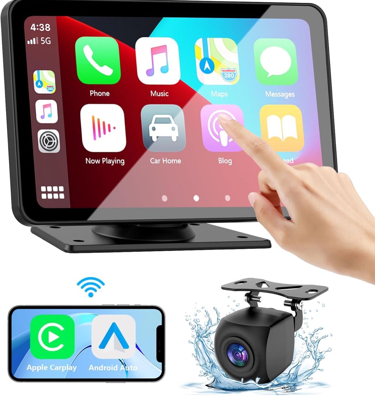 Apple Carplay Wireless Portable Touchscreen Car Stereo Bluetooth Voice ...