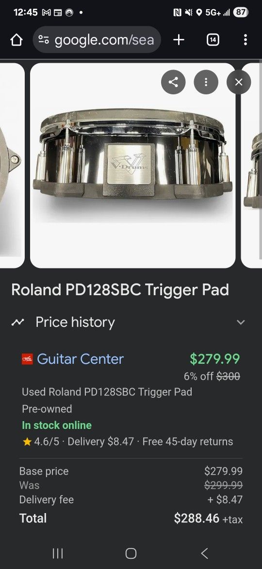 Roland Drum Pad Snare Trigger Pd 128s Awesome Condition for Sale in ...