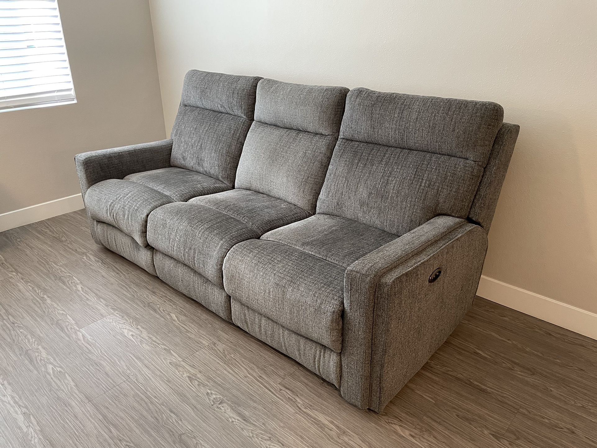 Hewitt grey reclining sofa store