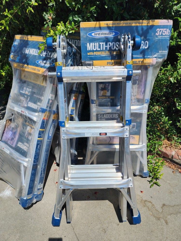 Werner 5 in 1 Multi Pro 14 ft. Reach Aluminum Adjustable Multi Position ...