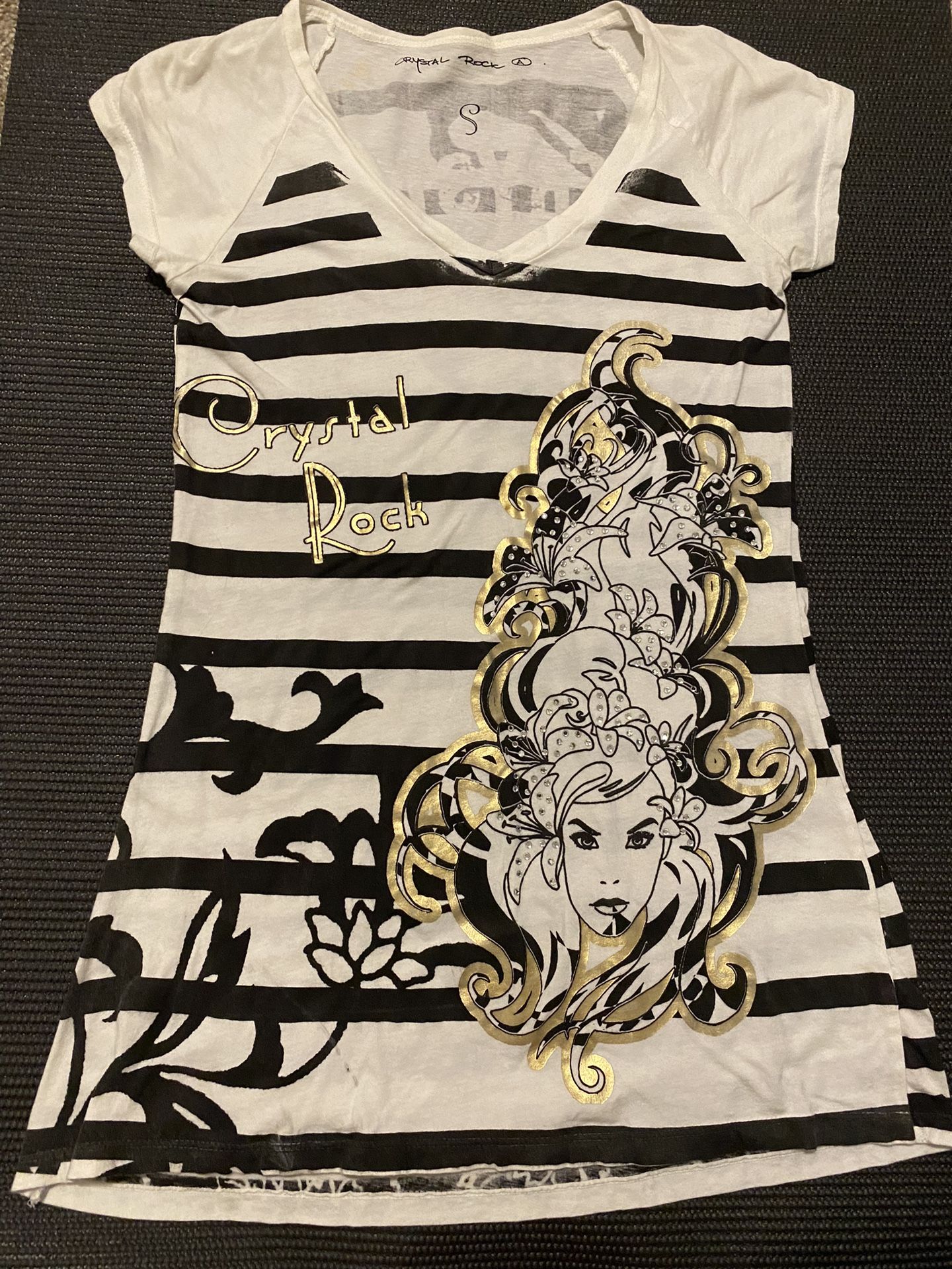 Crystal Rock By Christian Audigier Women’s Shirt White/gold Size S for ...