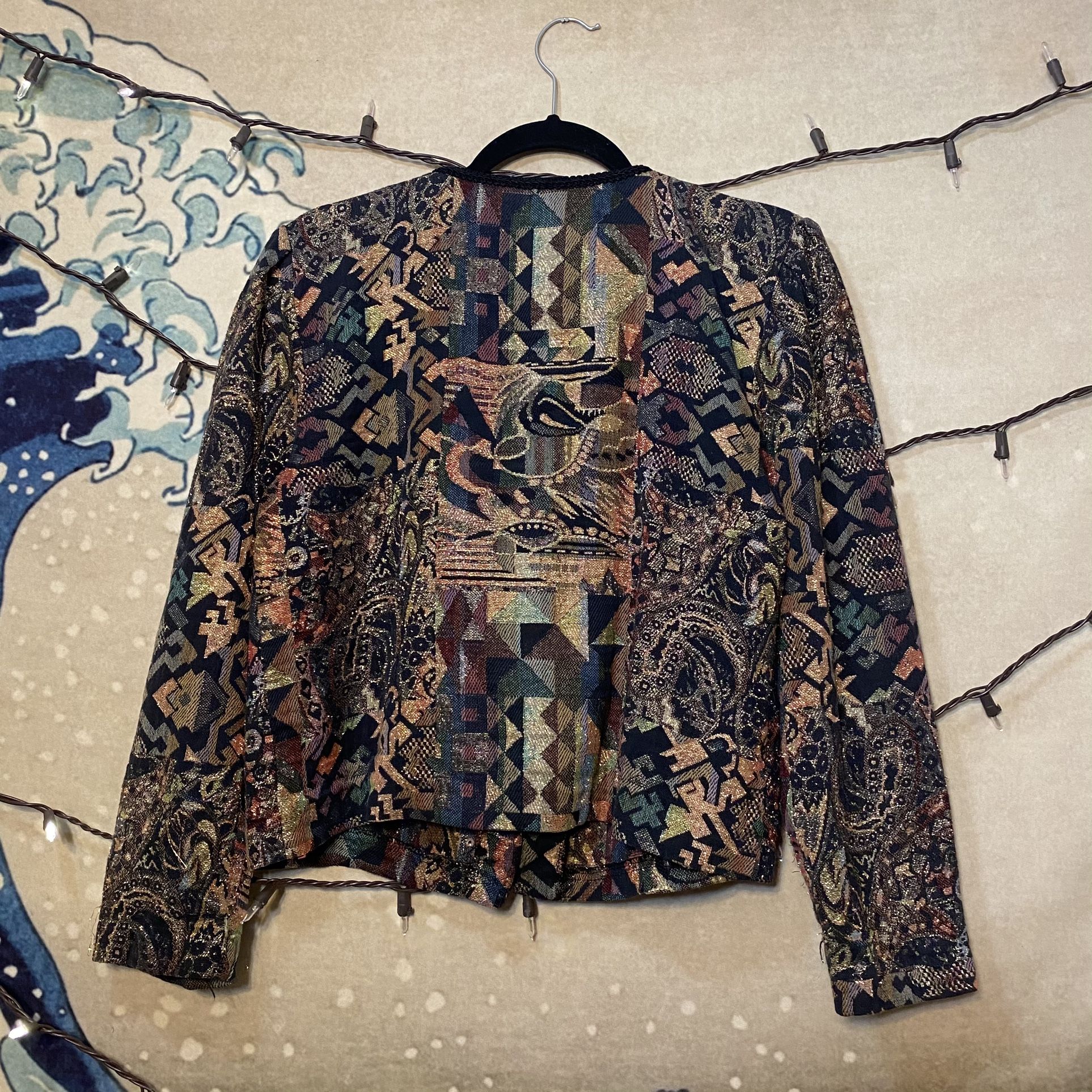 Vintage Requirements Made In USA Gold Glittery Abstract Throw Over ...