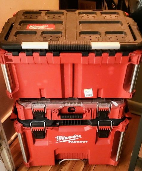 Milwaukee 3 Tool Box PACKOUT Storage 22" Modular Impact-Resistant ...