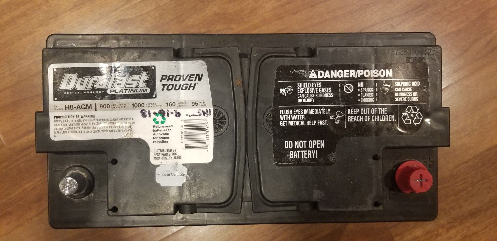 Battery, Auto, H8 AGM Group 49, Duralast Platinum for Sale in Trenton ...