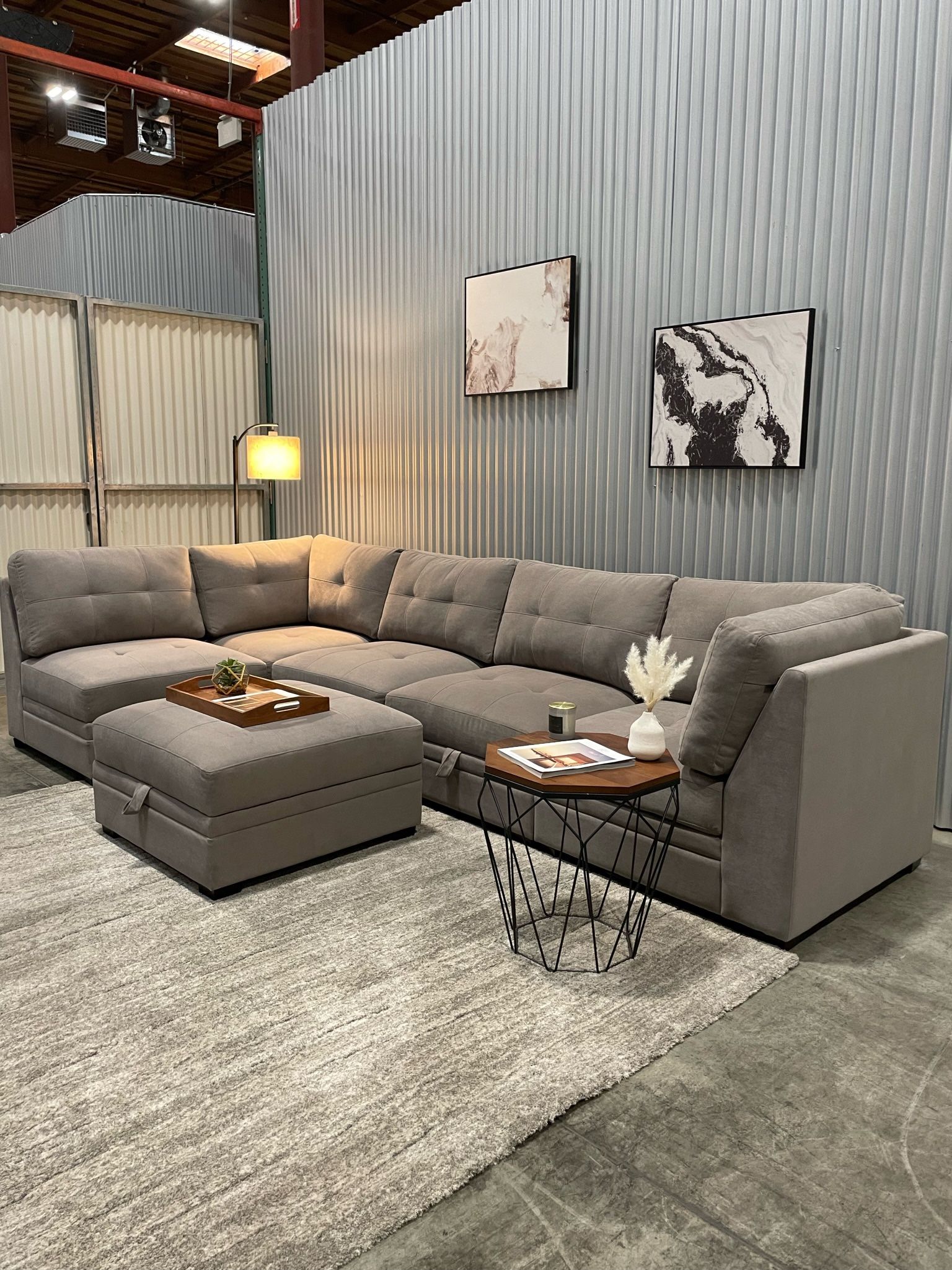 Vaughnn 6-piece Fabric Modular Sectional with Storage - DELIVERY ...
