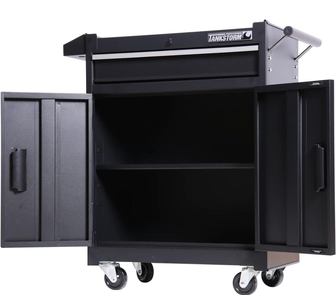 TANKSTORM 1 Drawer Tool Chest Heavy Duty Cart Steel Rolling Tool Box with Lockable Doors for ...