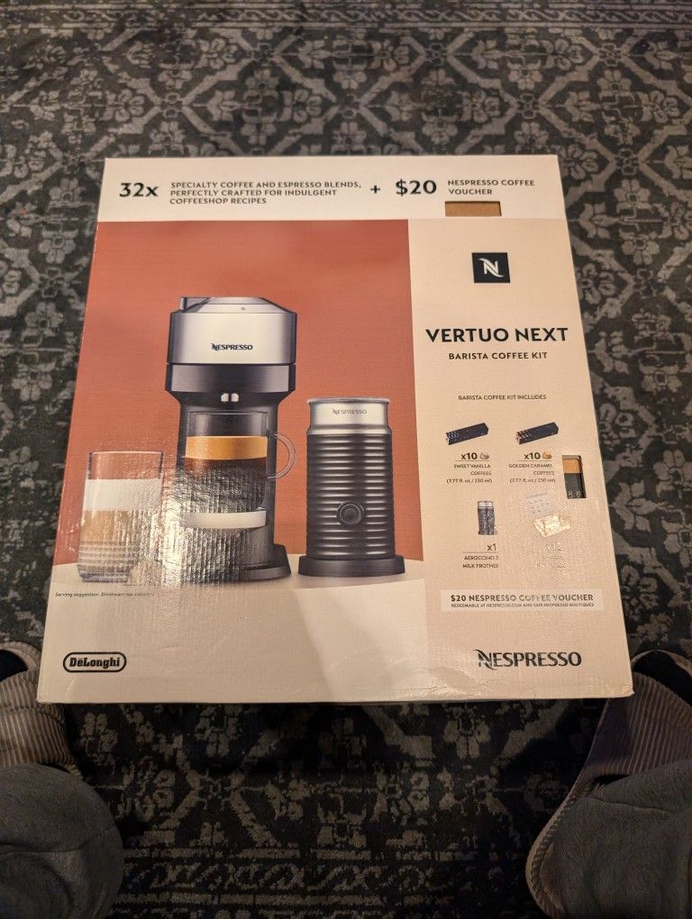 Nespresso Vertuo Next Coffee & Espresso Machine Barista Coffee Kit ...