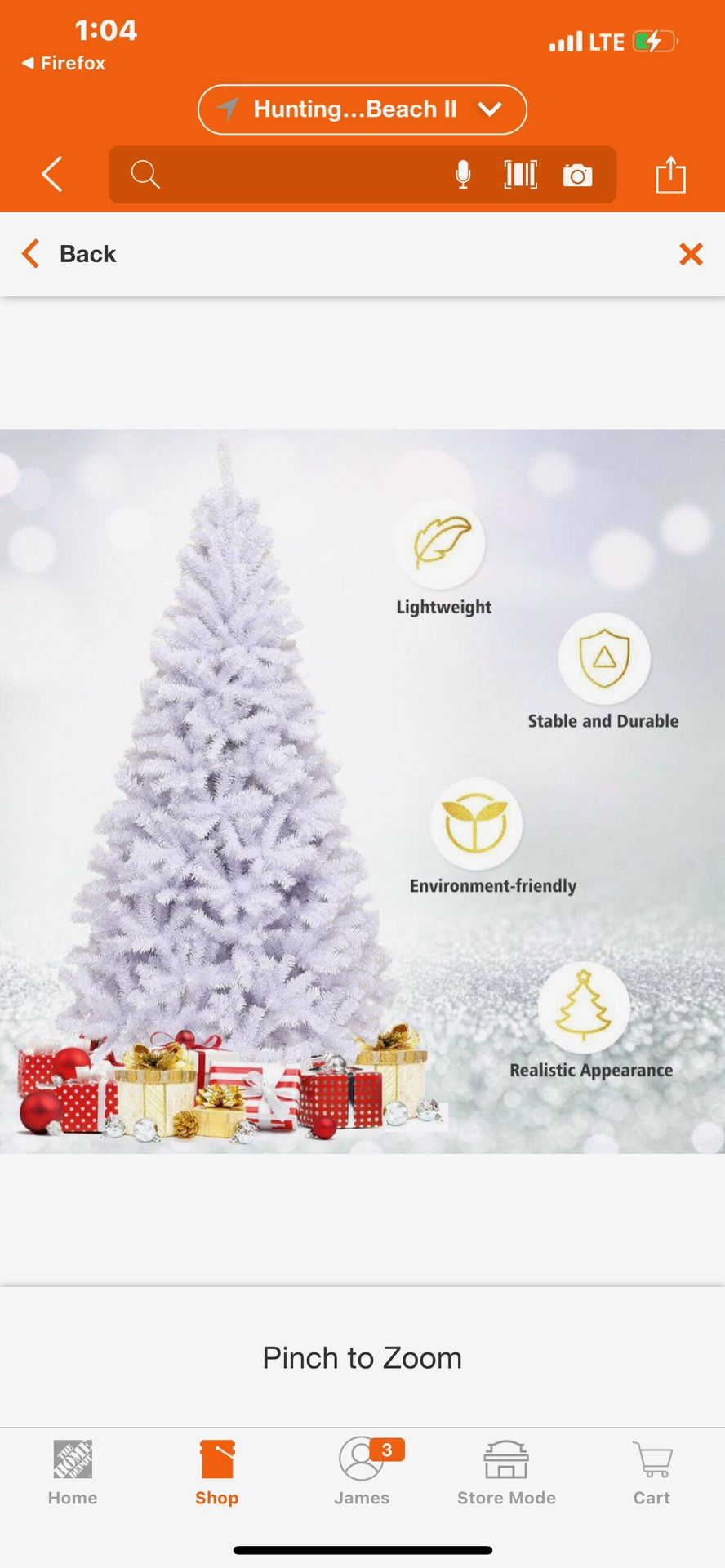 7.5 ft. Unlit Hinged Artificial Christmas Tree Premium Pine Tree 1346 ...