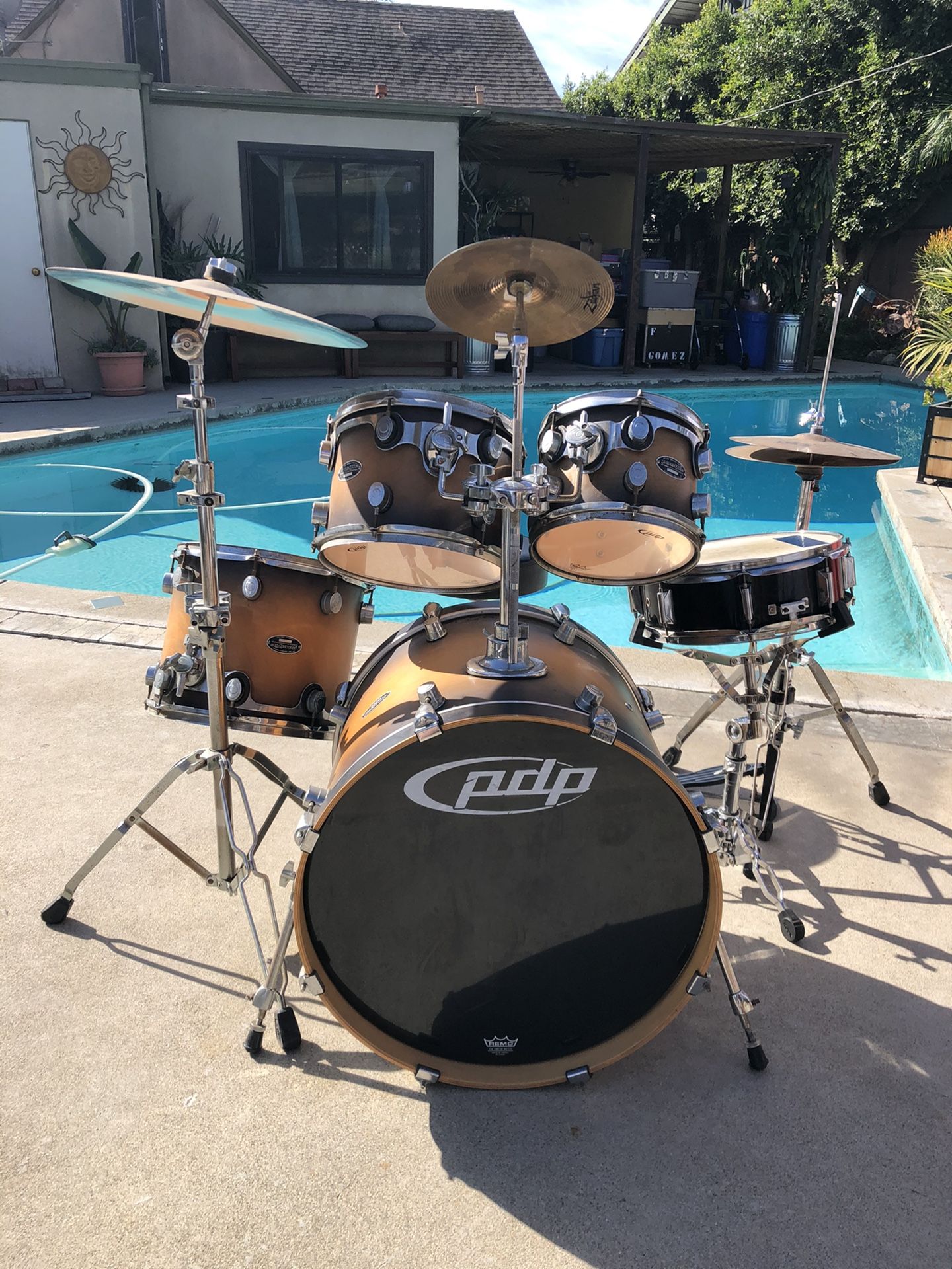 Full Drum Set (Snare, Hi-Hat, Bass, Tom-Toms, Ride, Crash and Chair ...