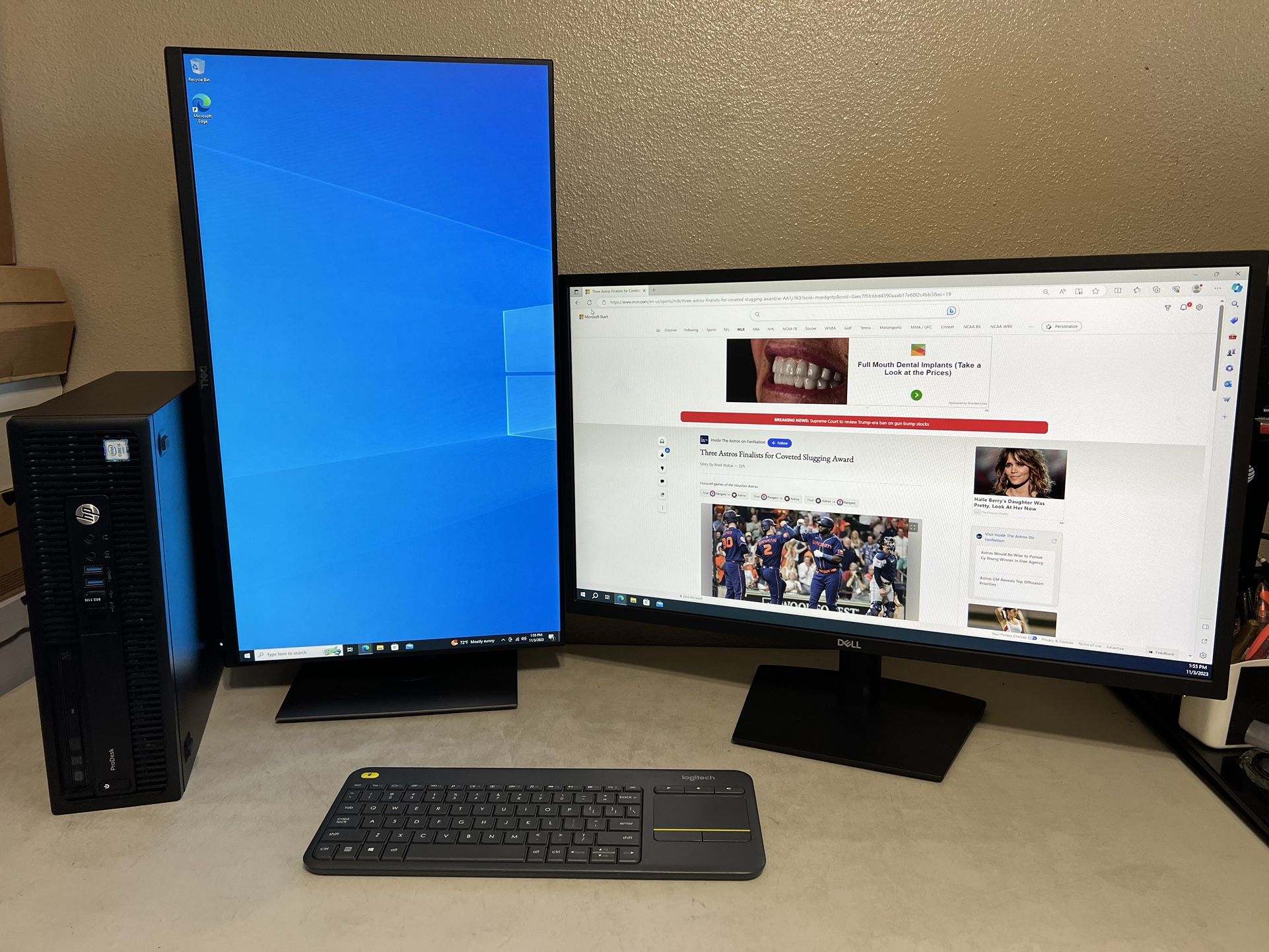 HP PRODESK QUAD CORE, DUAL (2) DELL 27” FHD IPS MONITORS (LANDSCAPE ...