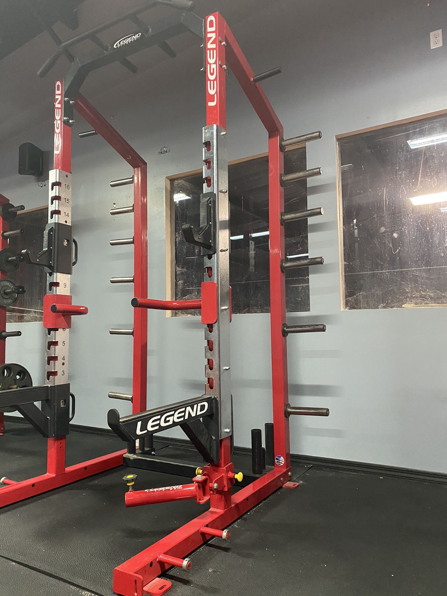 LEGEND PRO SERIES HALF RACK CAGE W/ LANDMINE AND DIP ATTACHMENTS !! for ...