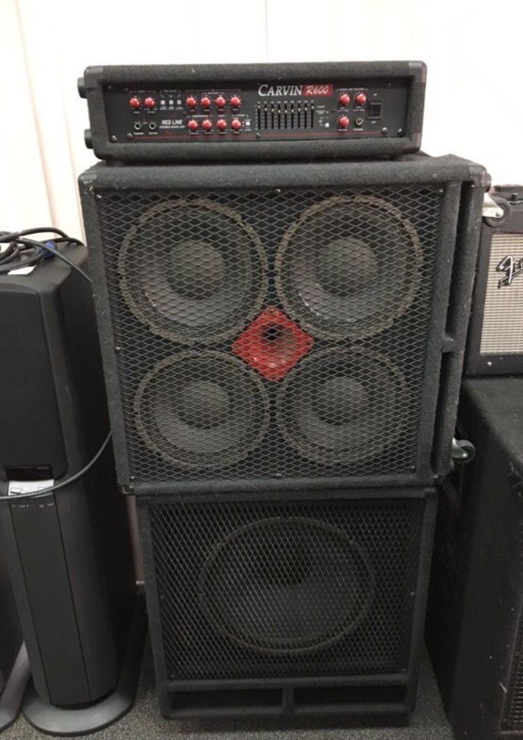 Carvin Red Eye Bass Amp Cabinet Set R600 RL410T RL115 for Sale in ...