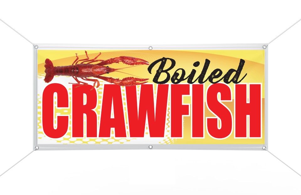 CRAWFISH Banner Sign for Restaurant Bar or Food Truck Trailer W Metal ...