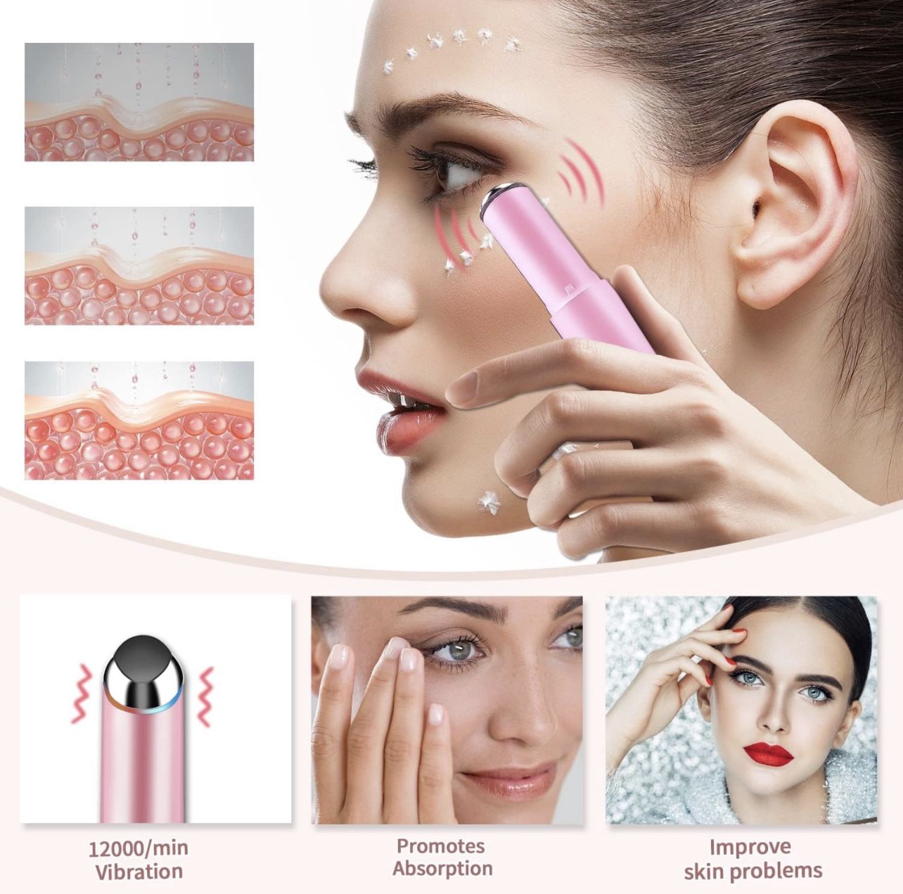 New! Eye & Face Massage Tool Wand Pen, Eye Lift Wand Heated Warm ...