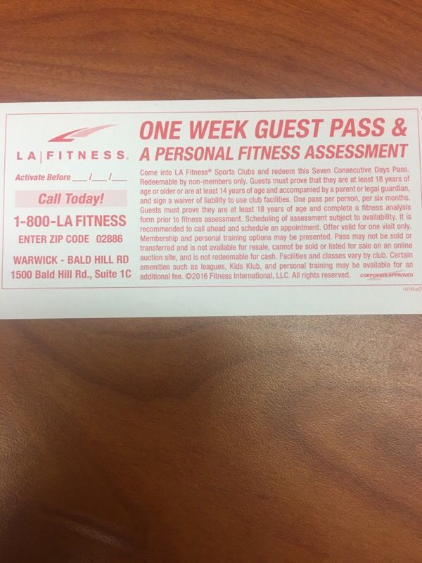 Guest Pass La Fitness Fitnessretro