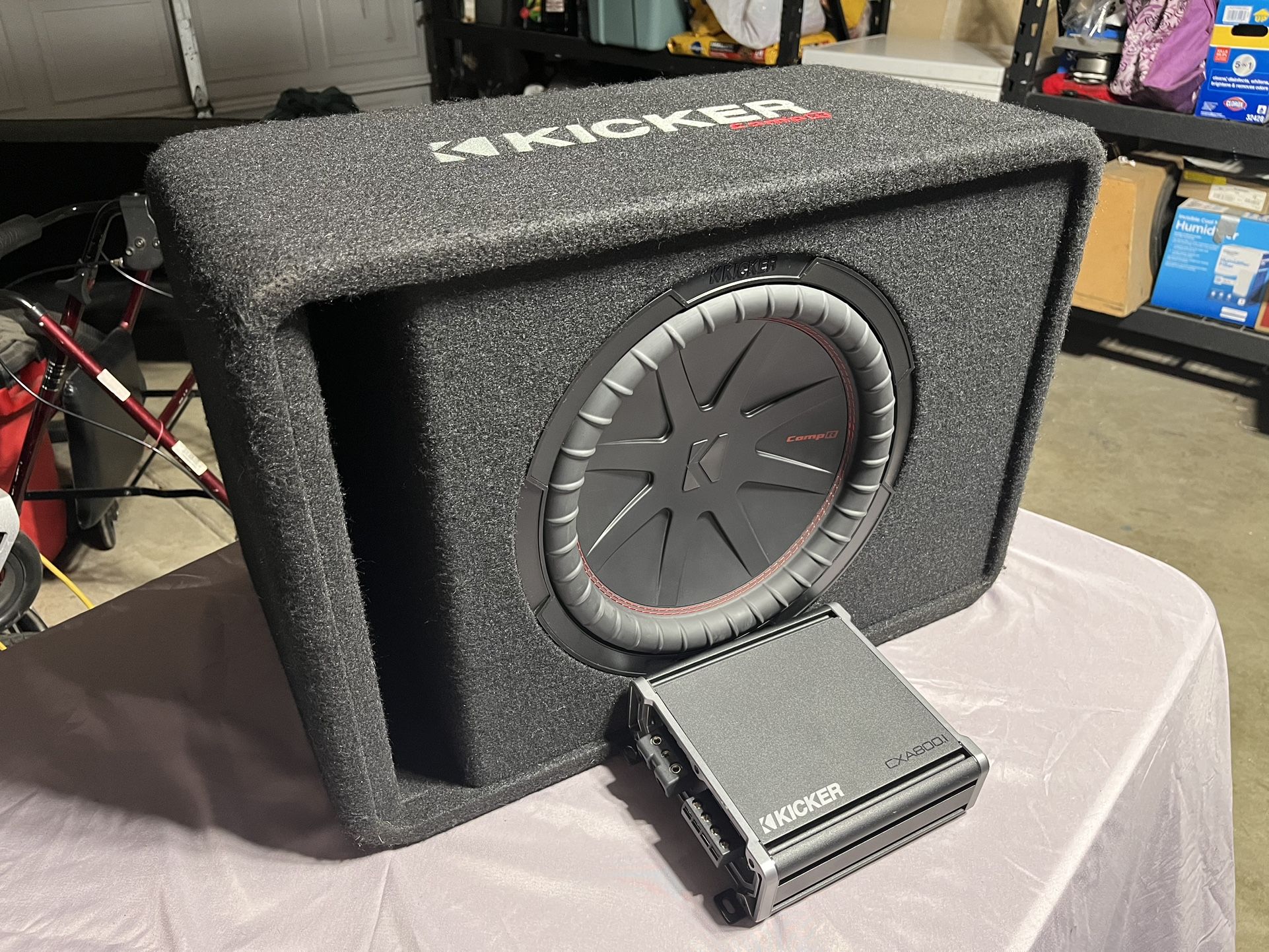 Kicker Amp with 12” Kicker Comp R Sub Audio Combo (CX800.1 ...